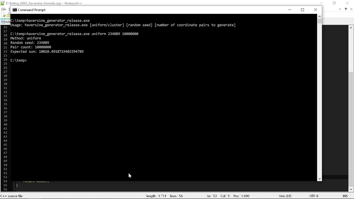 Generating Haversine Input JSON - by Casey Muratori