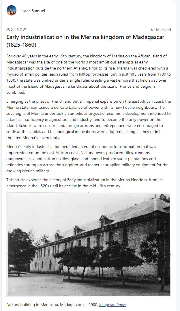 A complete history of Madagascar and the island kingdom of Merina.