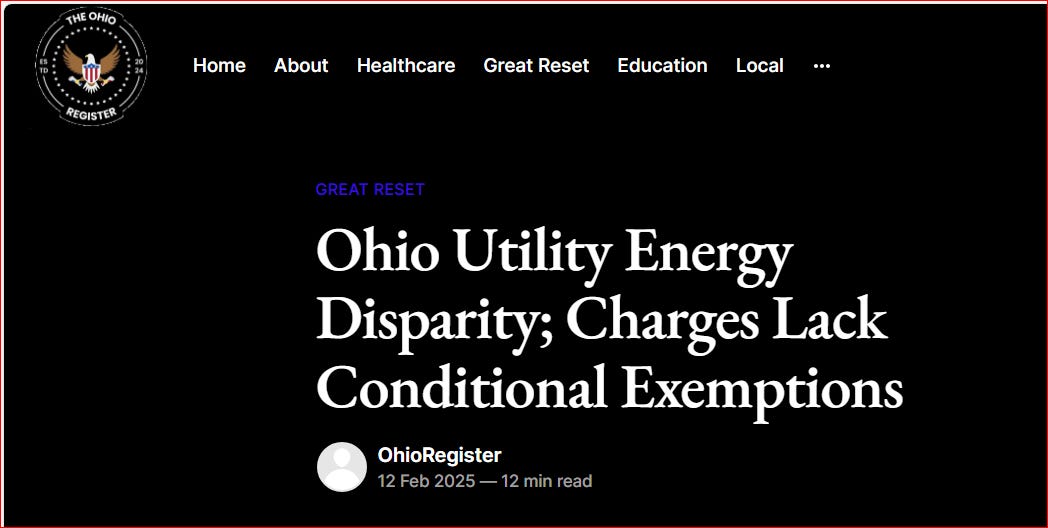 Vince Welage: "Ohio Utility Energy Disparity; Charges Lack Conditional ...