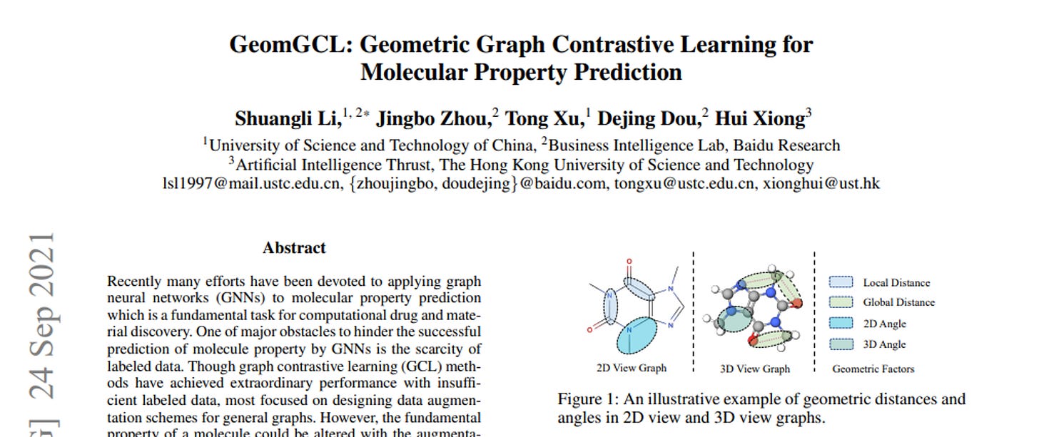 #PaperADay #11 GeomGCL: Geometric Graph Contrastive Learning for Molecular Property Prediction