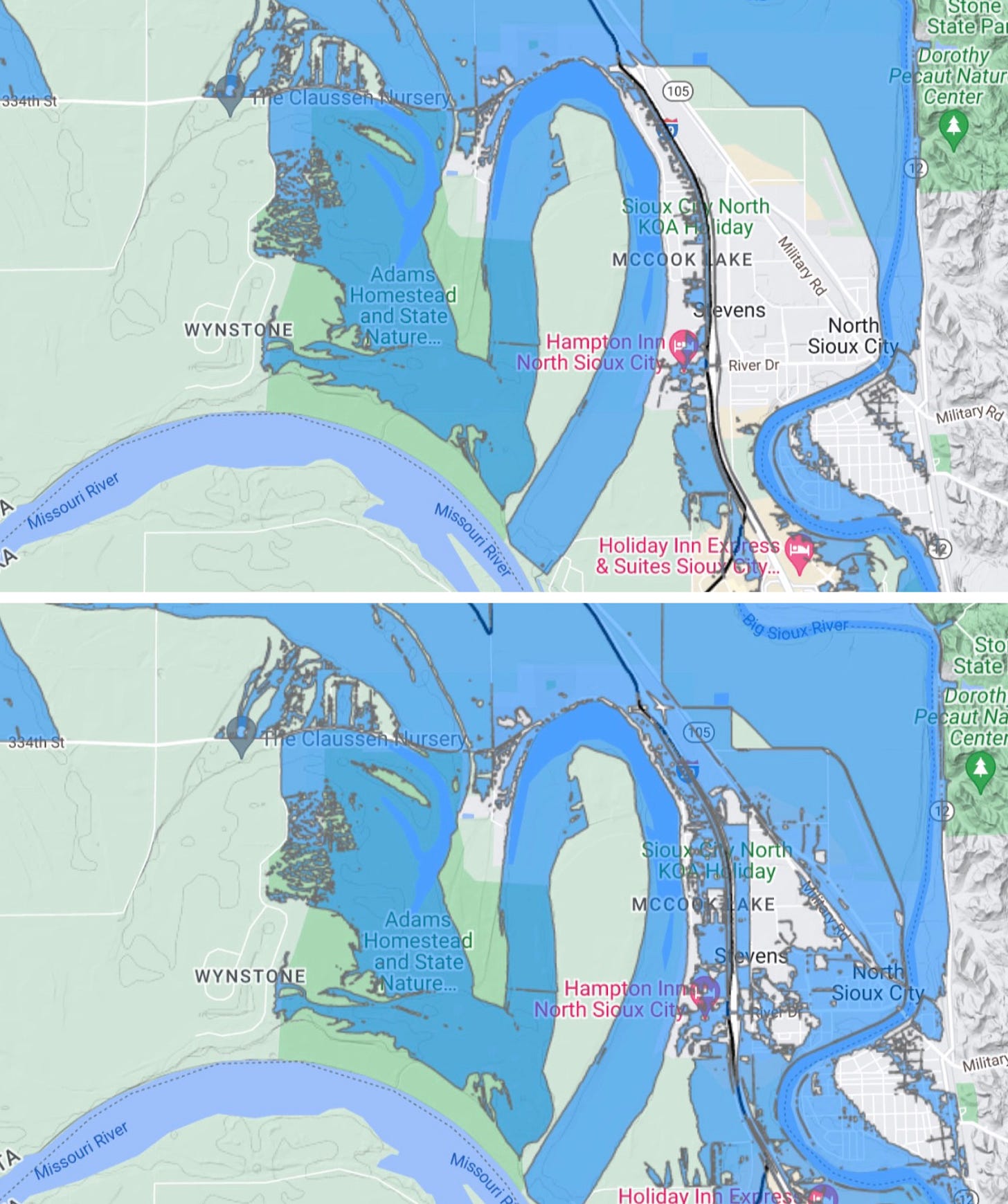 McCook Lake flood scenarios show how levee controlled water flow