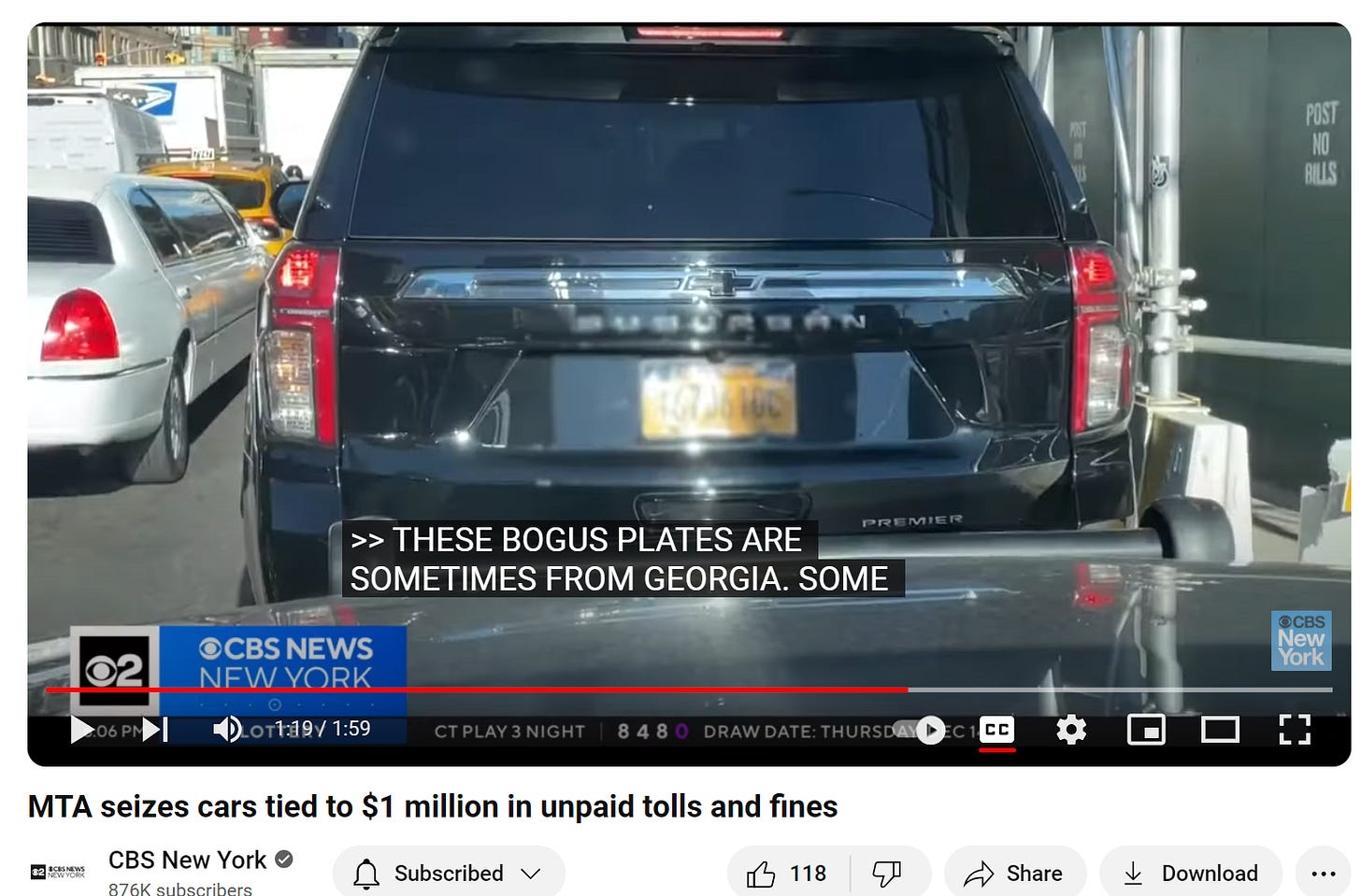🙄 TLC-Plated Vehicle Featured On CBS New York Toll Evasion Report
