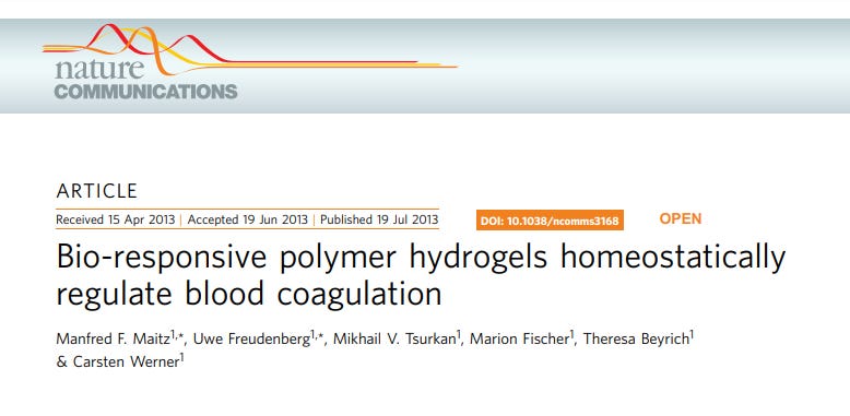 Hydrogel Coagulates Blood and Causes Blood Clots