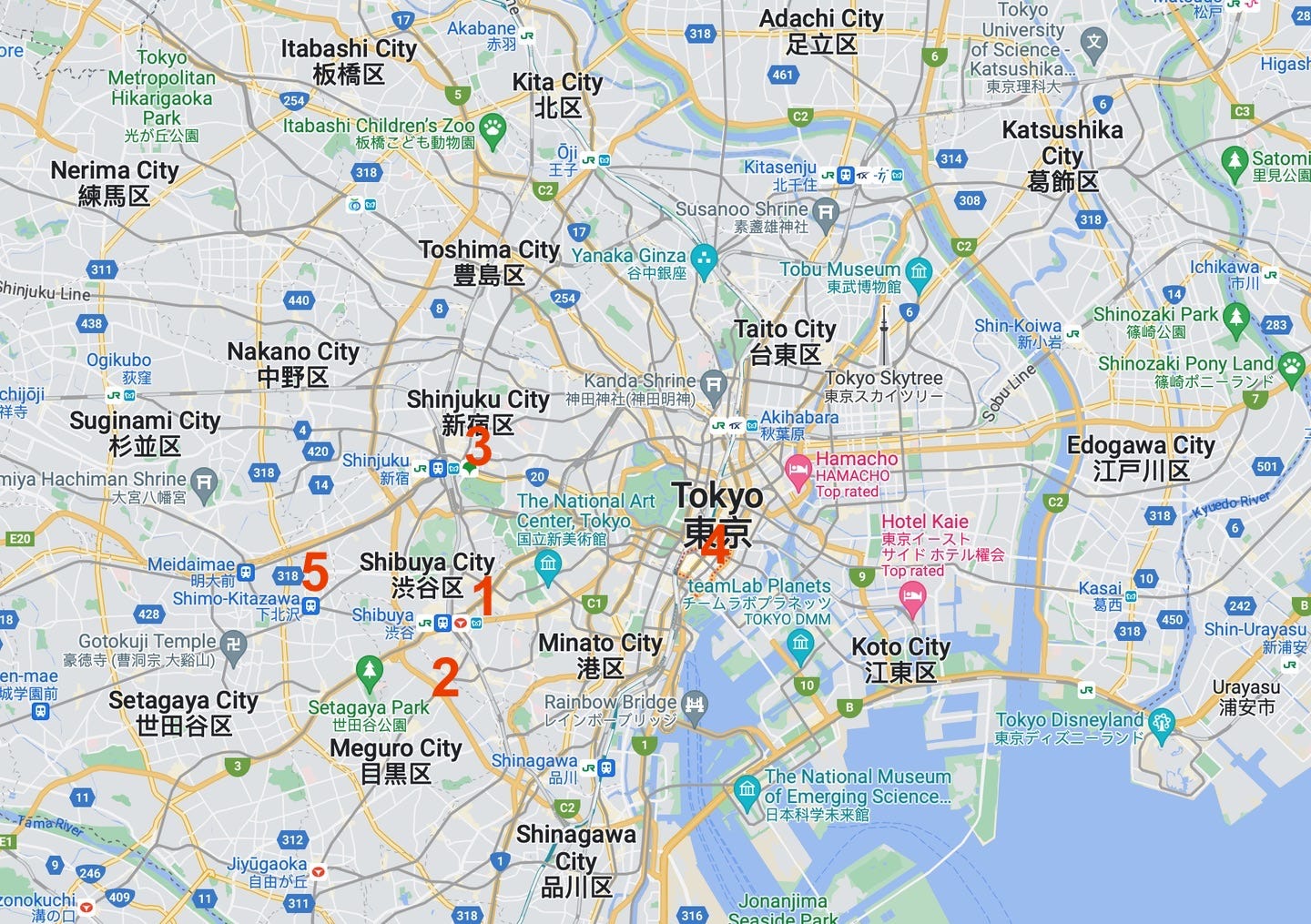 A Tokyo Shopping Guide in Five Maps - by Irene Kim (김애린)
