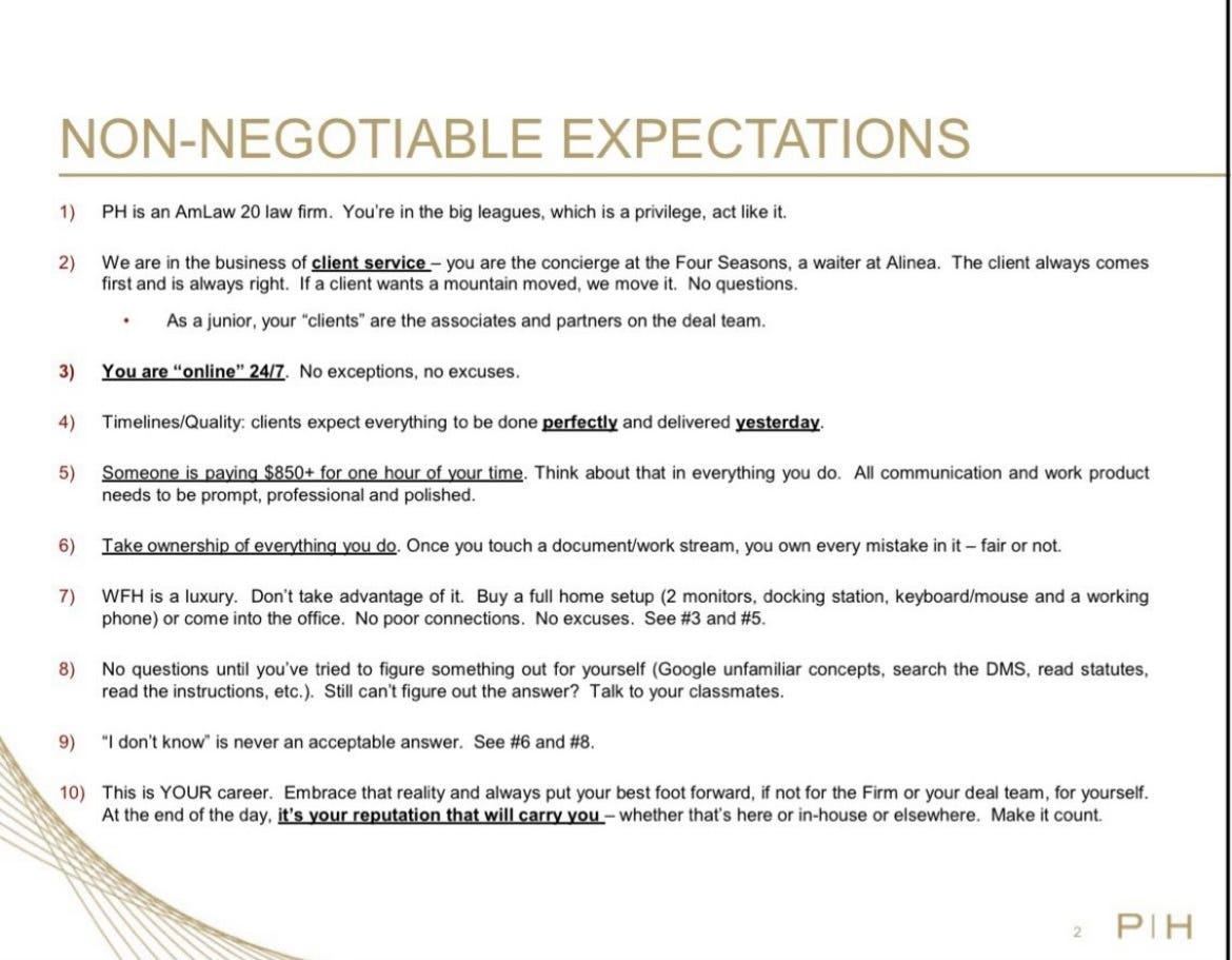 the secret about "non-negotiable expectations"