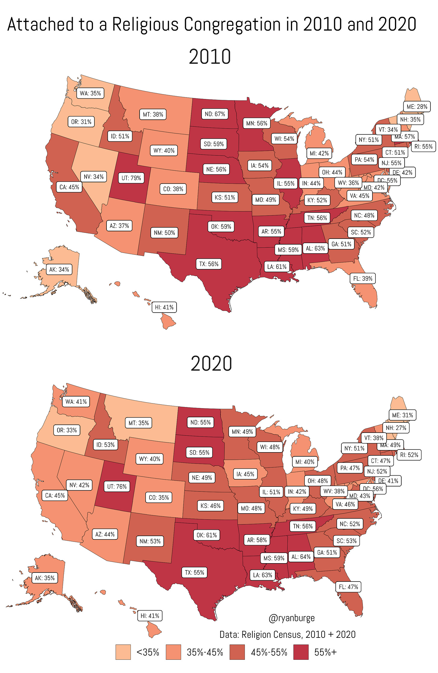Which States Are the Least Religious? Which are the Most?