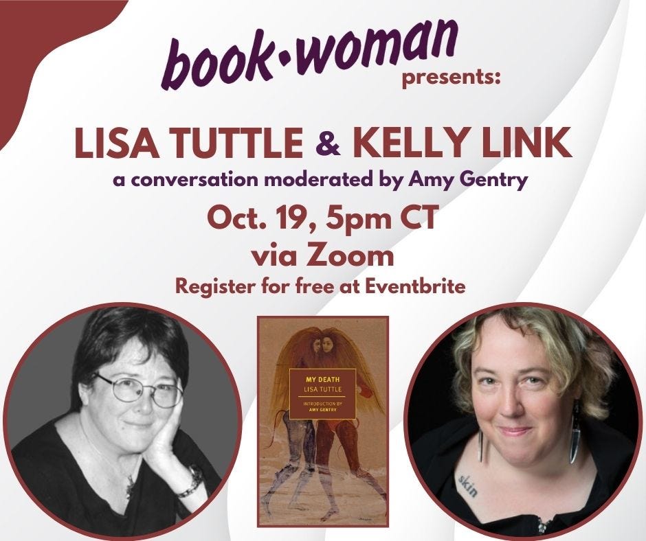 Kelly Link & Lisa Tuttle online event, Thurs. 5pm