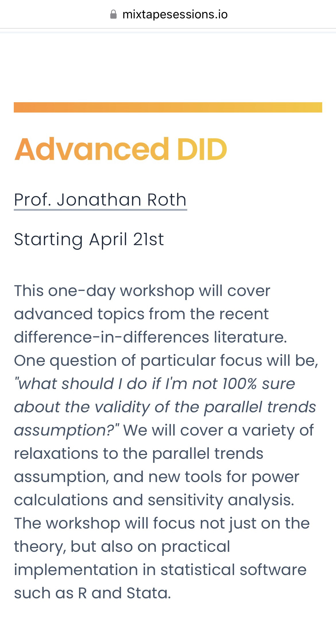 Advanced diff-in-diff workshop by Jon Roth
