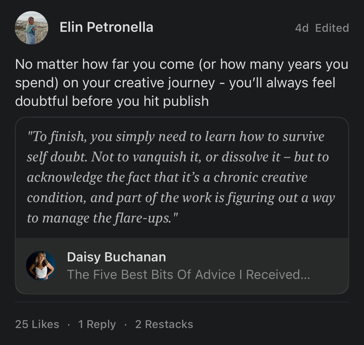 Stop worrying what others will think - by Elin Petronella