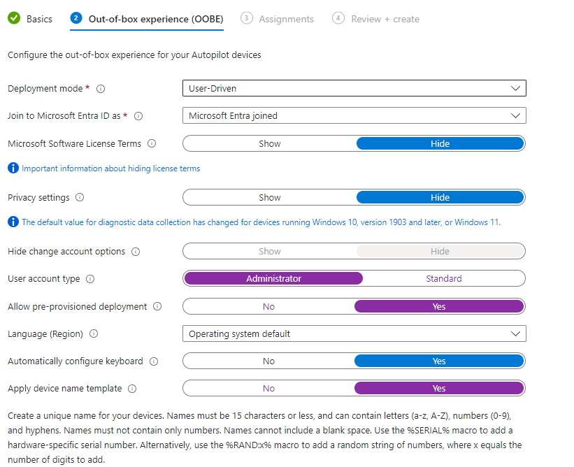 Preparing for AutoPilot Deployment: Dynamic Device groups and Autopilot Deployment Profiles