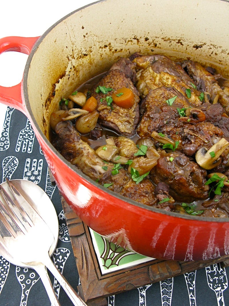 Coq au vin - Life's a Feast by Jamie Schler
