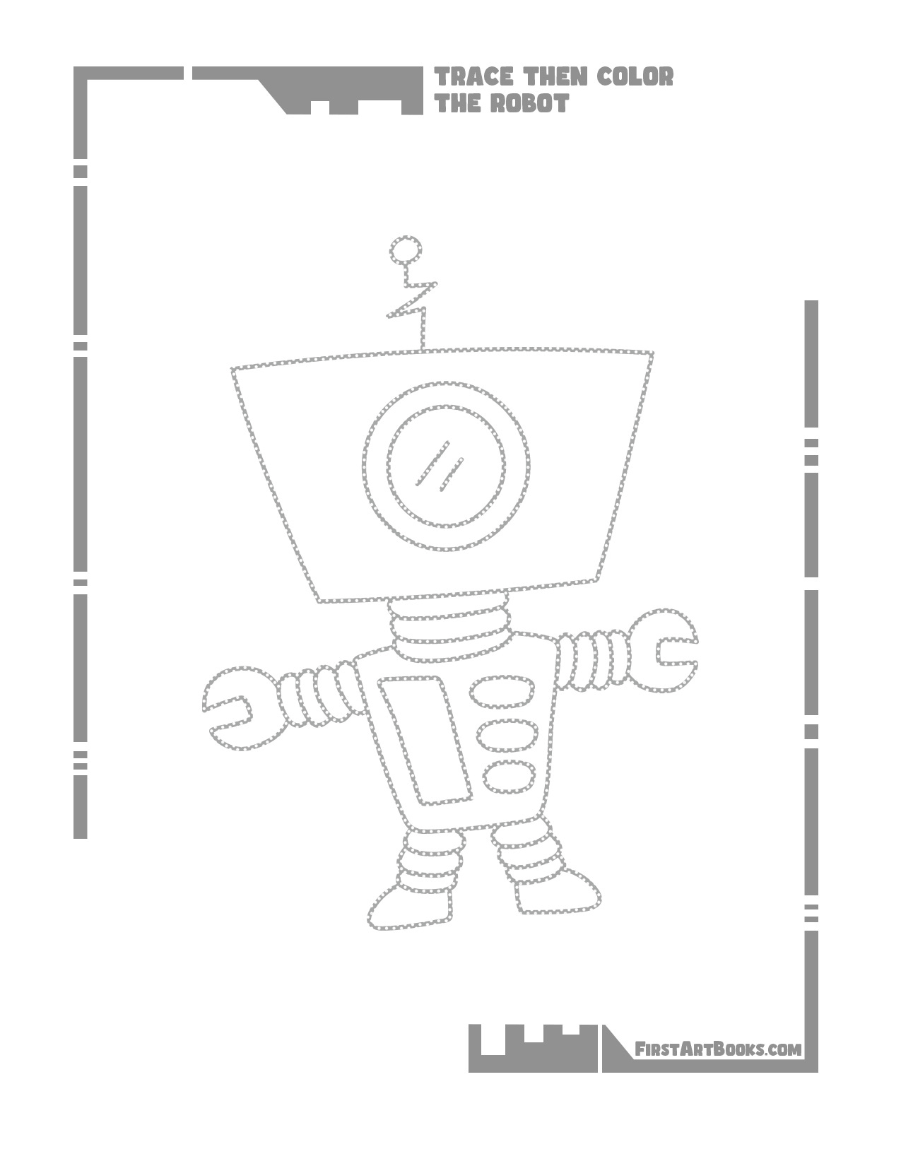 Free Activity Page: Trace Then Color A Baby Robot - A Fun Drawing And ...