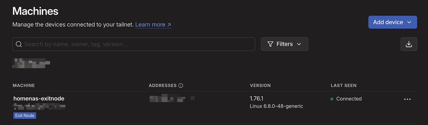 Setting up a Tailscale Exit Node through NordVPN