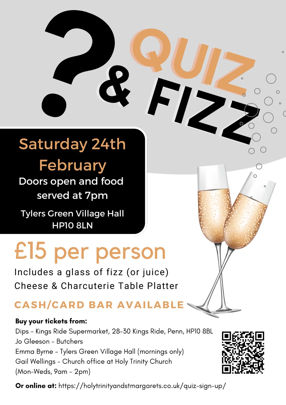 Quiz & Fizz Night at Tylers Green Village Hall