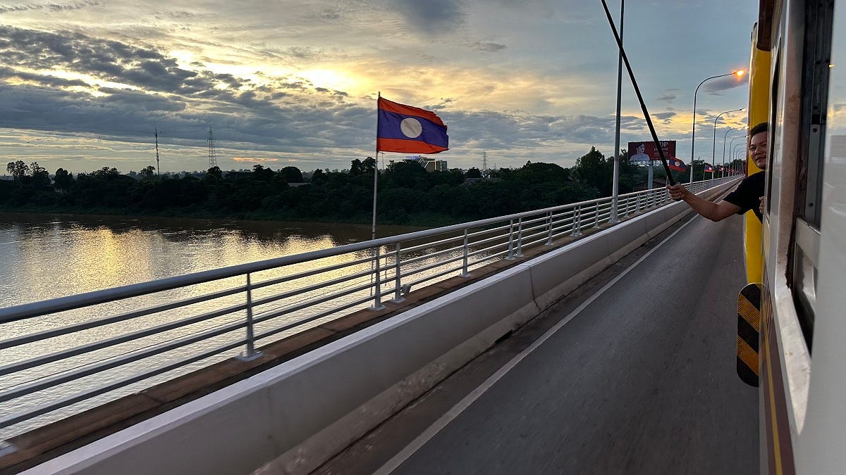 Riding the train from Bangkok to Vientiane