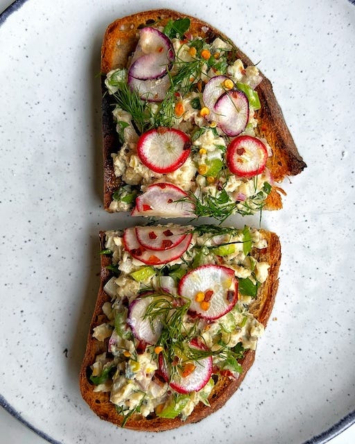 Smoked Trout Salad on Toast - by Carina Wolff