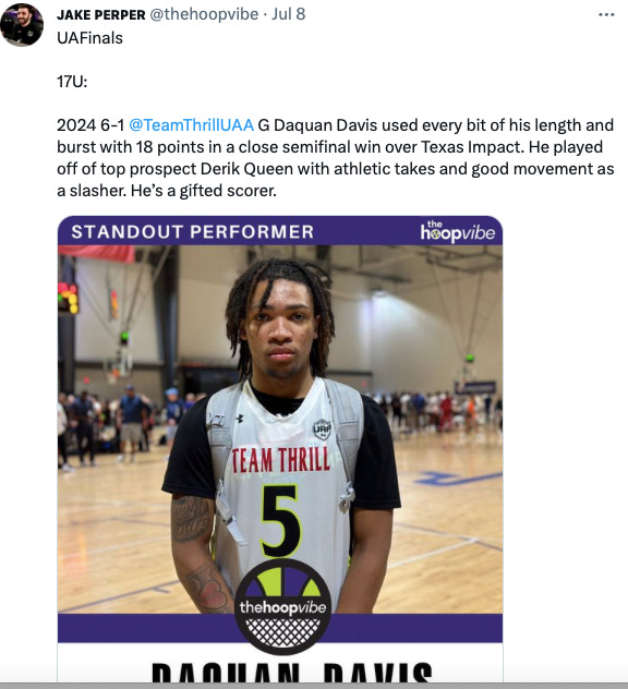 Impressions from watching Daquan Davis in the Under Armour Semifinals ...