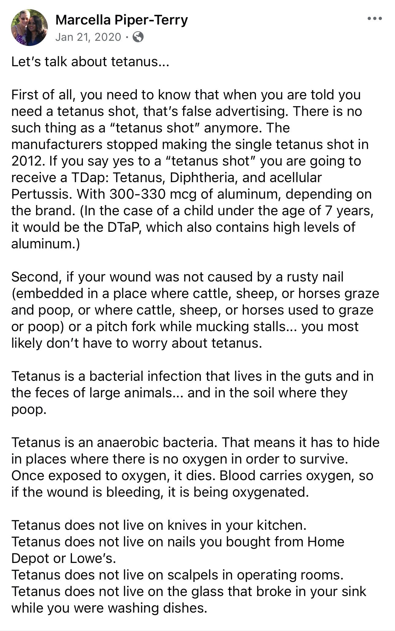 Let's Talk About Tetanus - by Marcella Piper-Terry