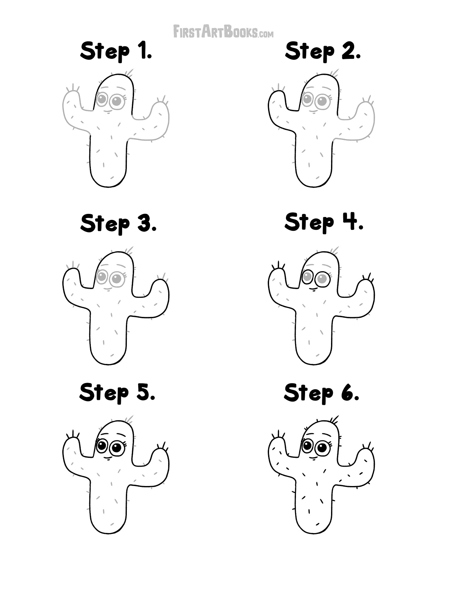 Free Activity Page: How To Draw A Cute Cactus In 6 Easy Steps | A Sneak ...