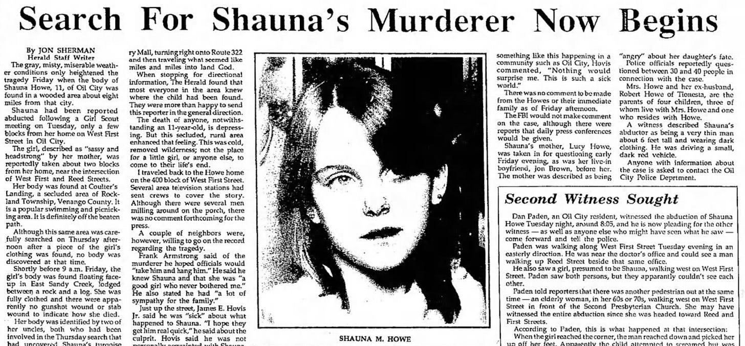 Anguish in Oil City: The Chilling Abduction and Murder of 11-Year-Old ...