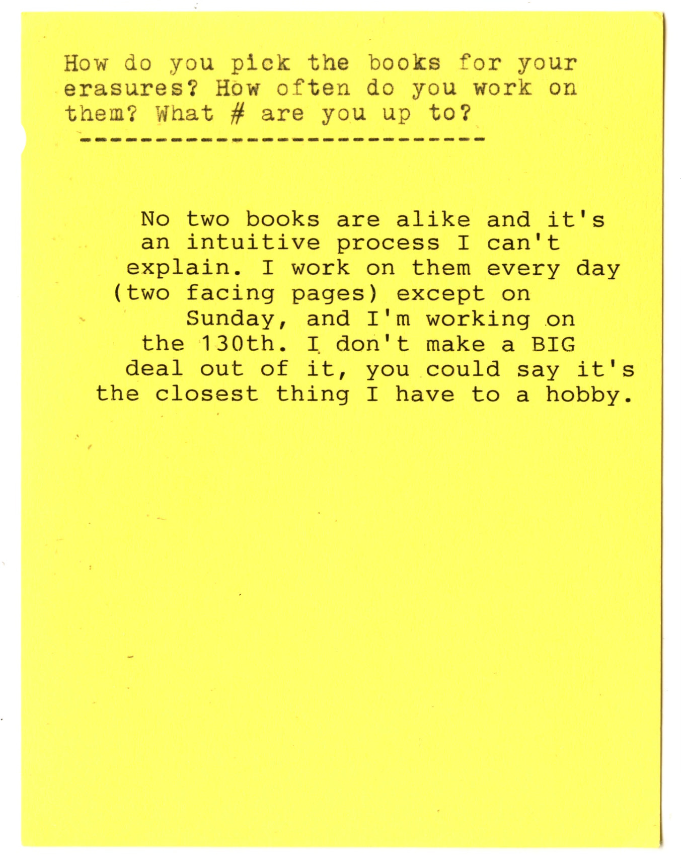 Typewriter interview with Mary Ruefle - Austin Kleon