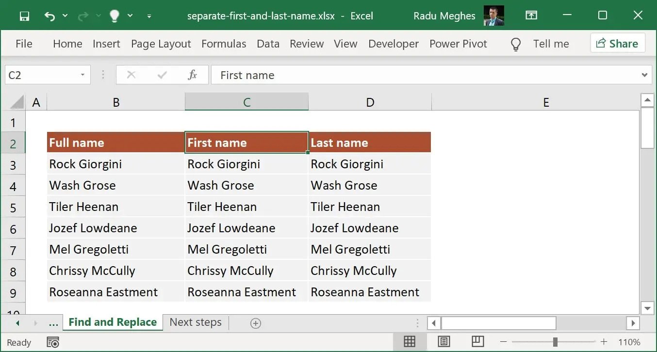 How to separate First and Last name in Excel [easy methods]