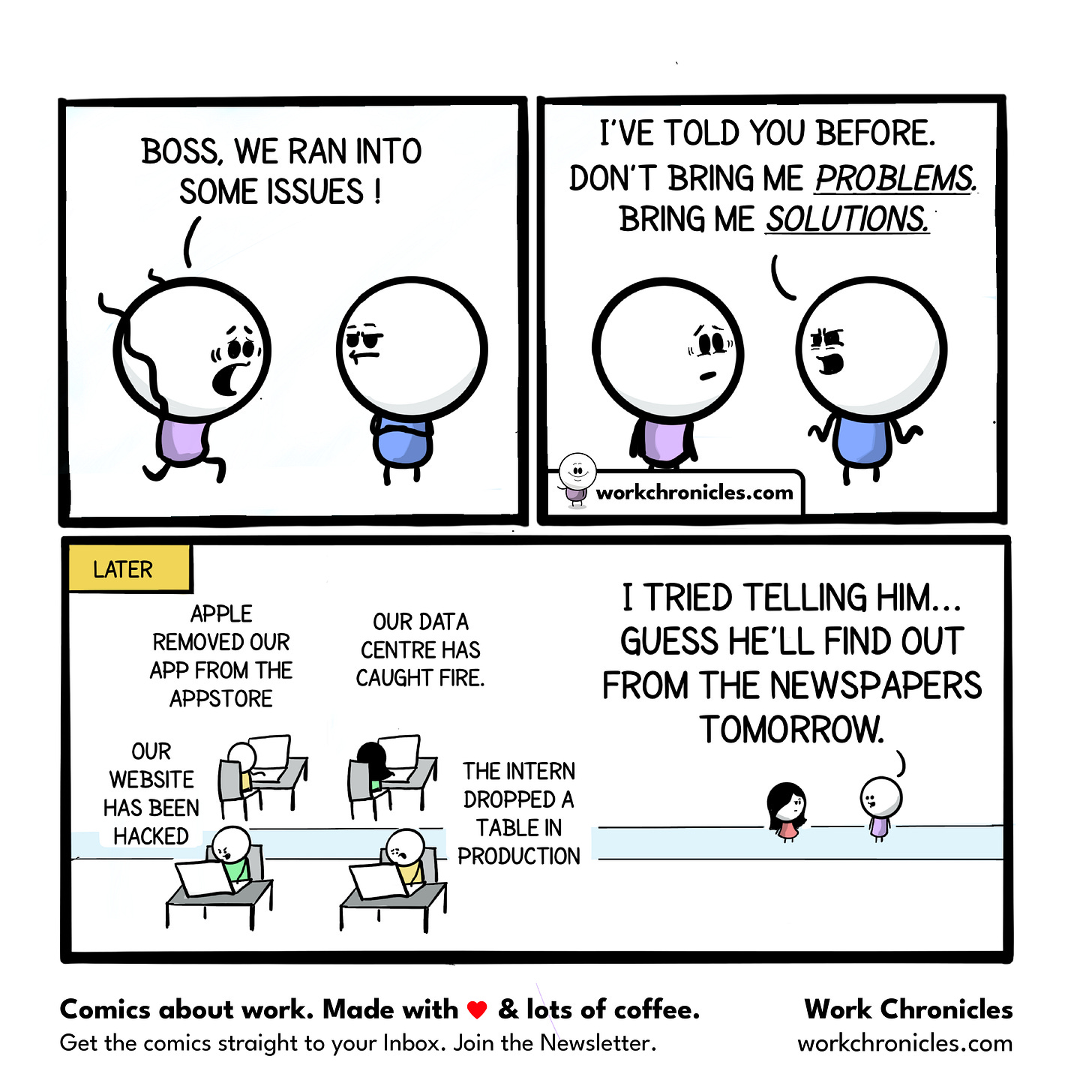 (comic) Bring me solutions, not problems