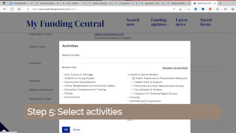 Using a funding database: My Funding Central