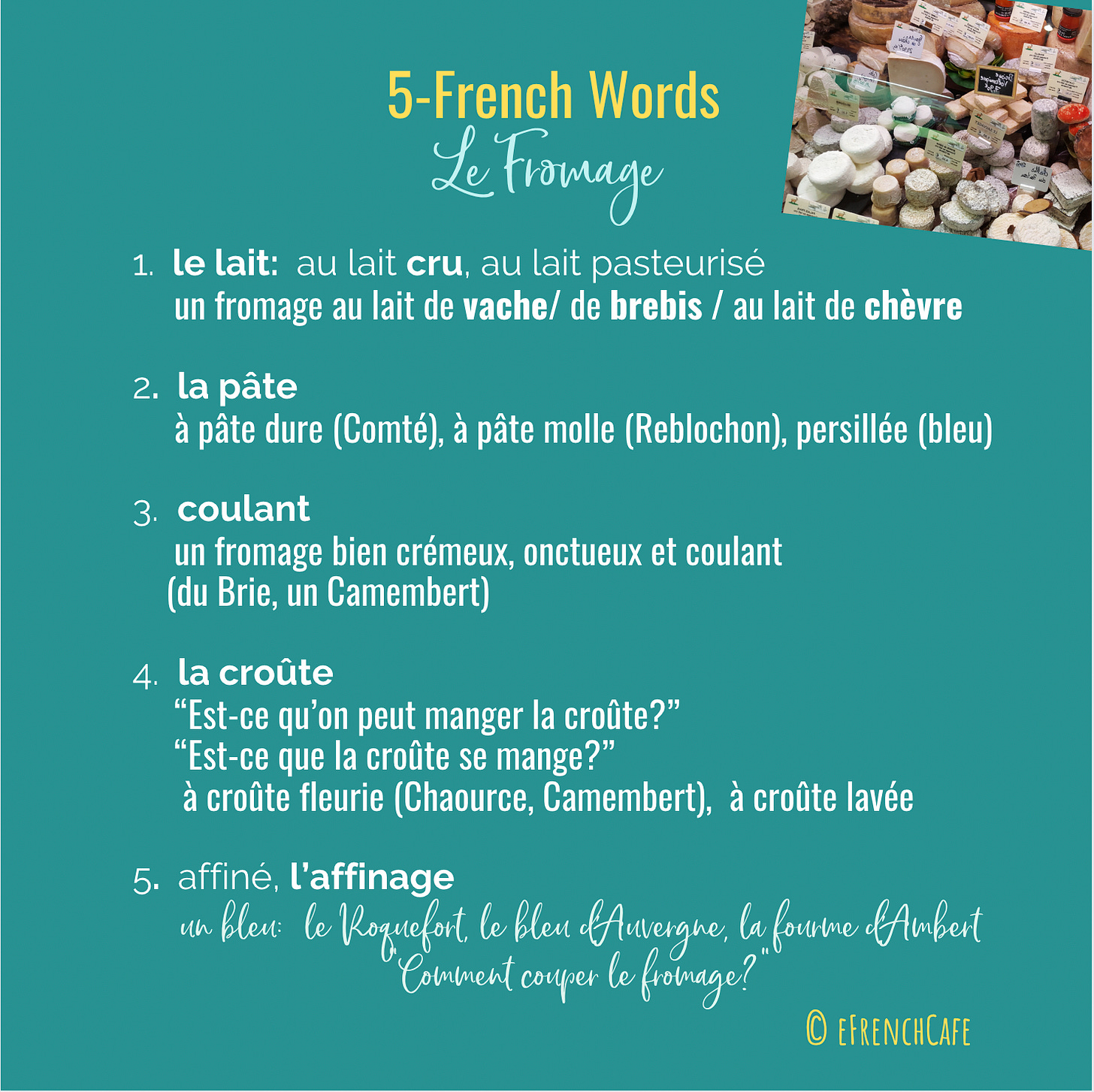 5-French Words: LE FROMAGE - by eFrenchCafe