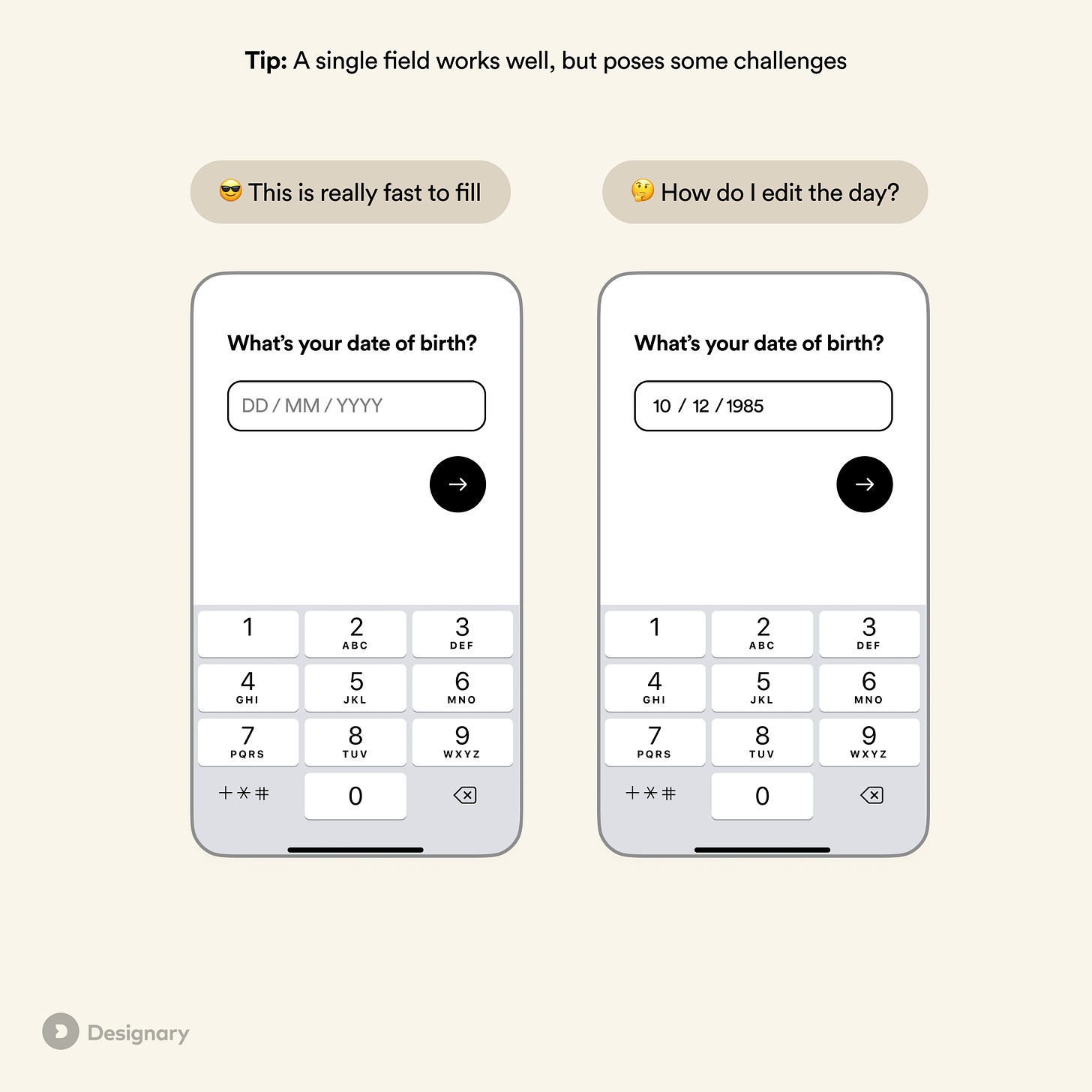 UX Tip #17: Use simple input fields for date of birth