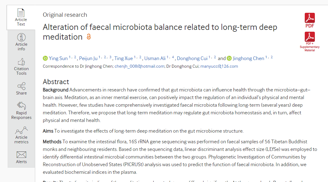 STUDY FINDS: Meditation and the Gut Microbiome