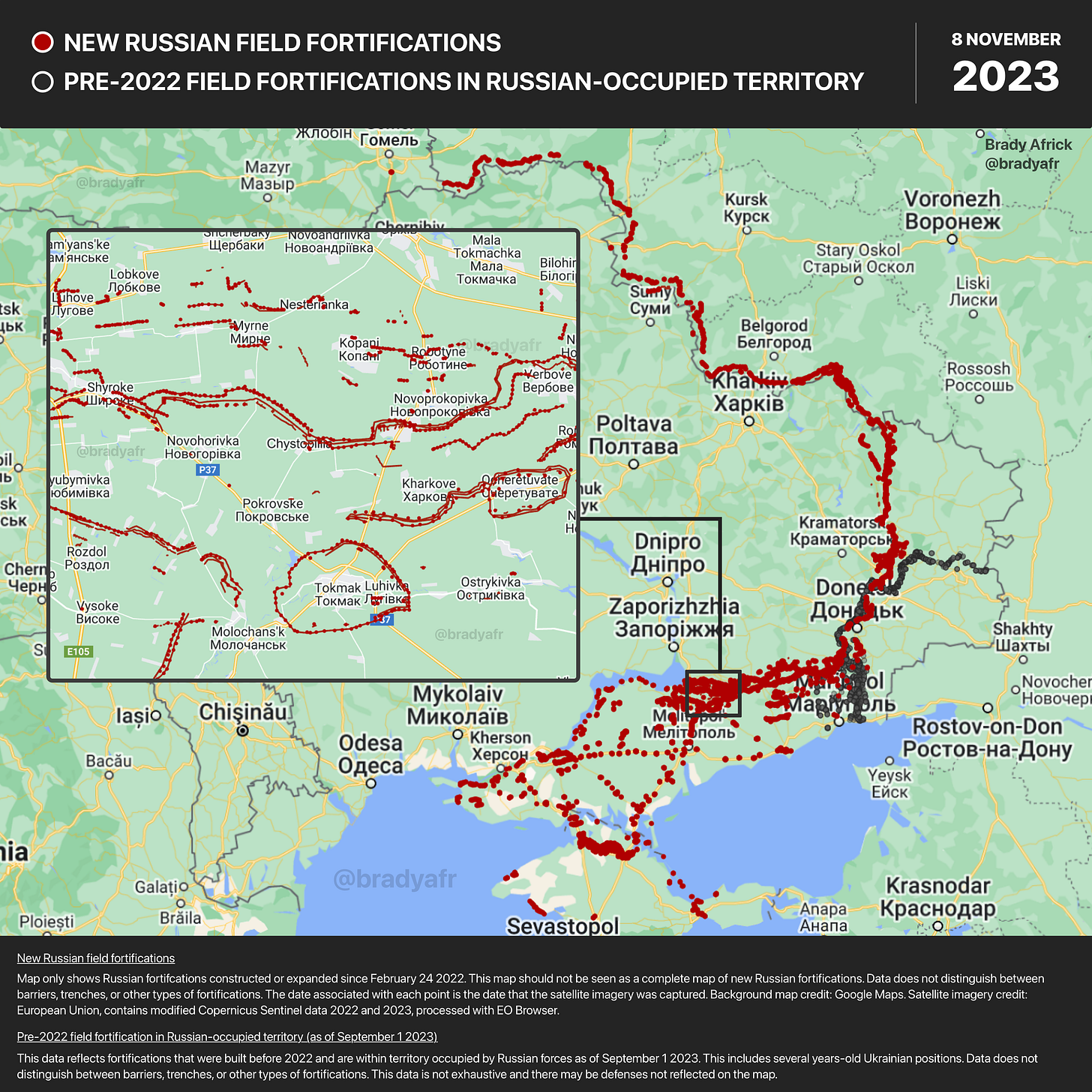 Russian field fortifications in Ukraine