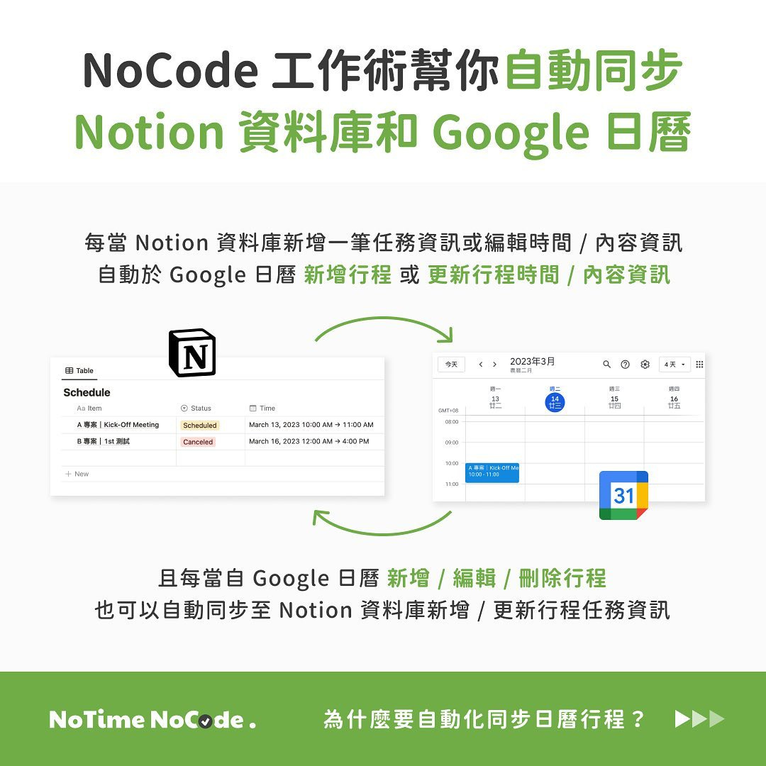 如何自動化「雙向」同步 Notion 與 Google Calendar 日曆？ - NoCode 工作術，工作更專注