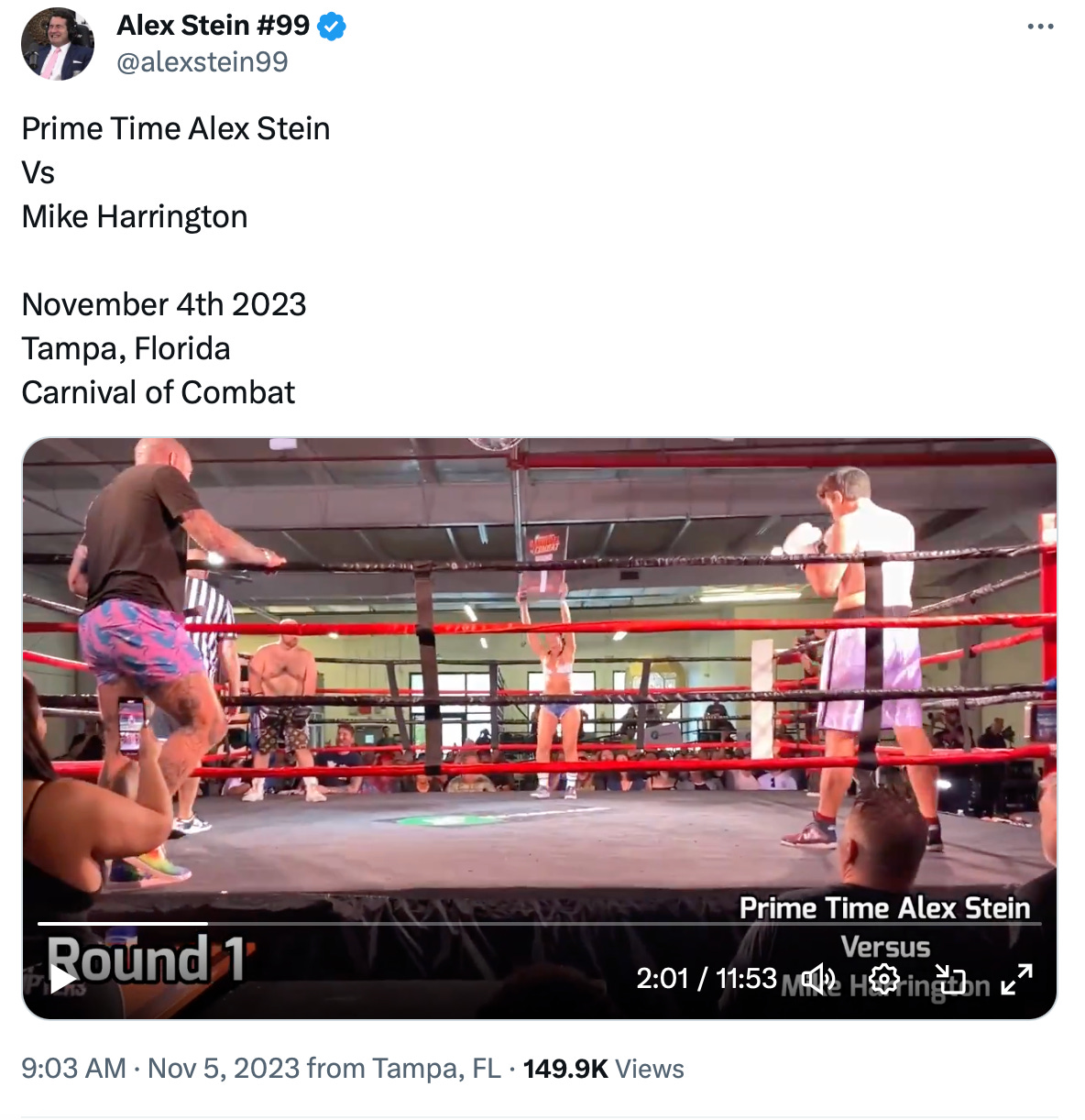 Prime Time 99 Alex Stein WINS Boxing Match