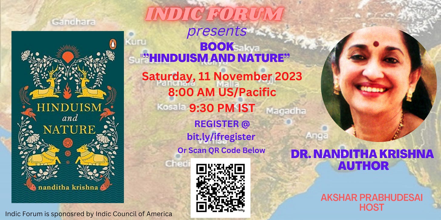 Book Presentation: "Hinduism and Nature'' by Dr. Nanditha Krishna