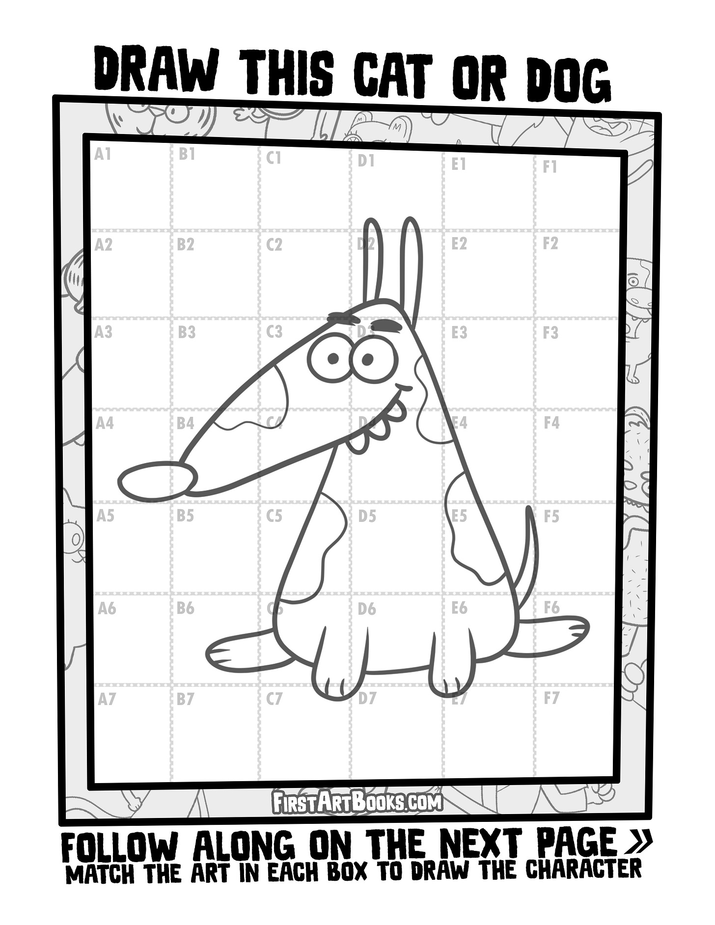 Free Activity Page: Cartoon Dog Drawing Tutorial | Draw By Grid | A Fun ...