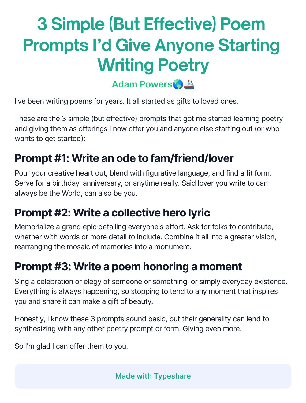 3 Simple (But Effective) Poem Prompts I’d Give Anyone Starting Writing ...