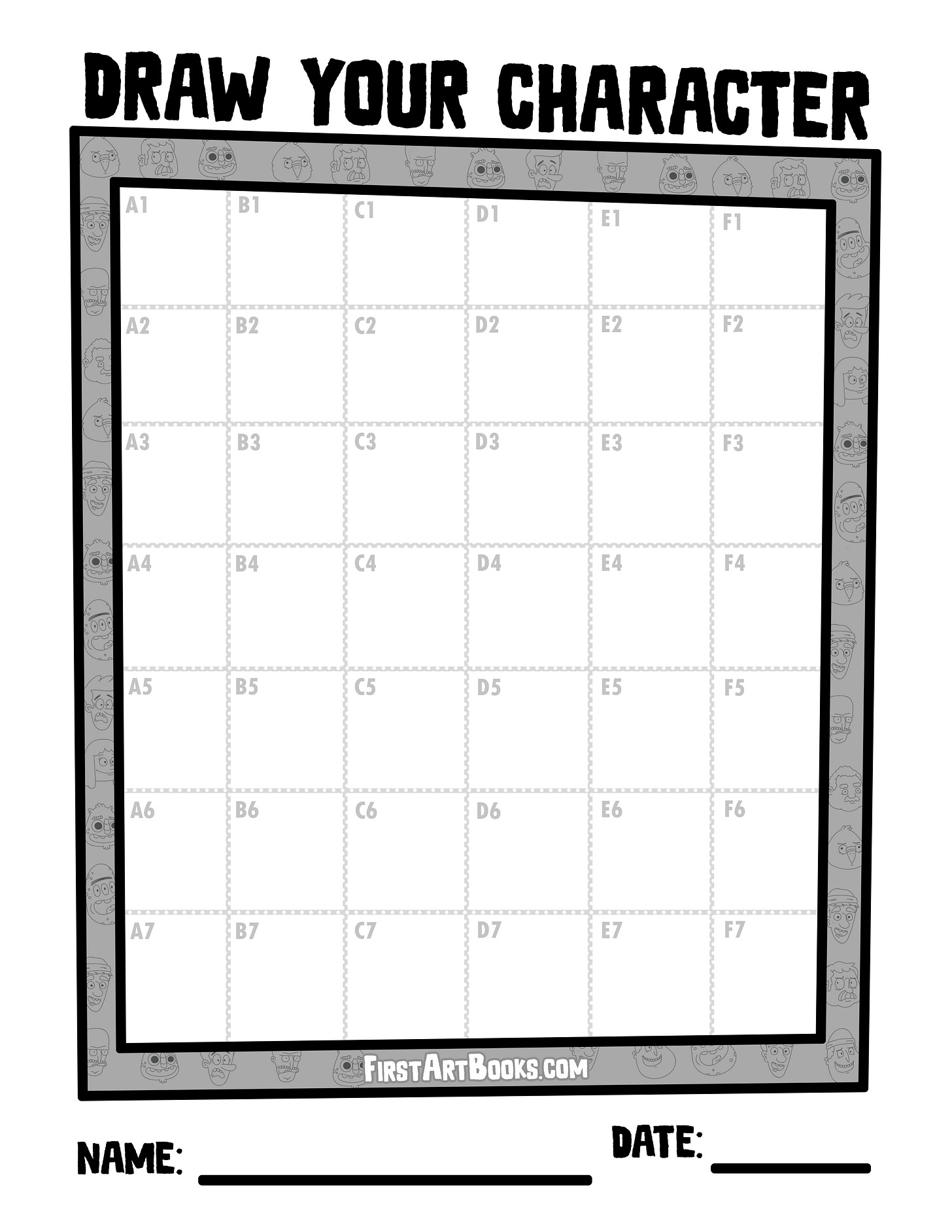 Draw By Grid: A Goofy Face (Free Activity Pages) | FirstArtBooks.com