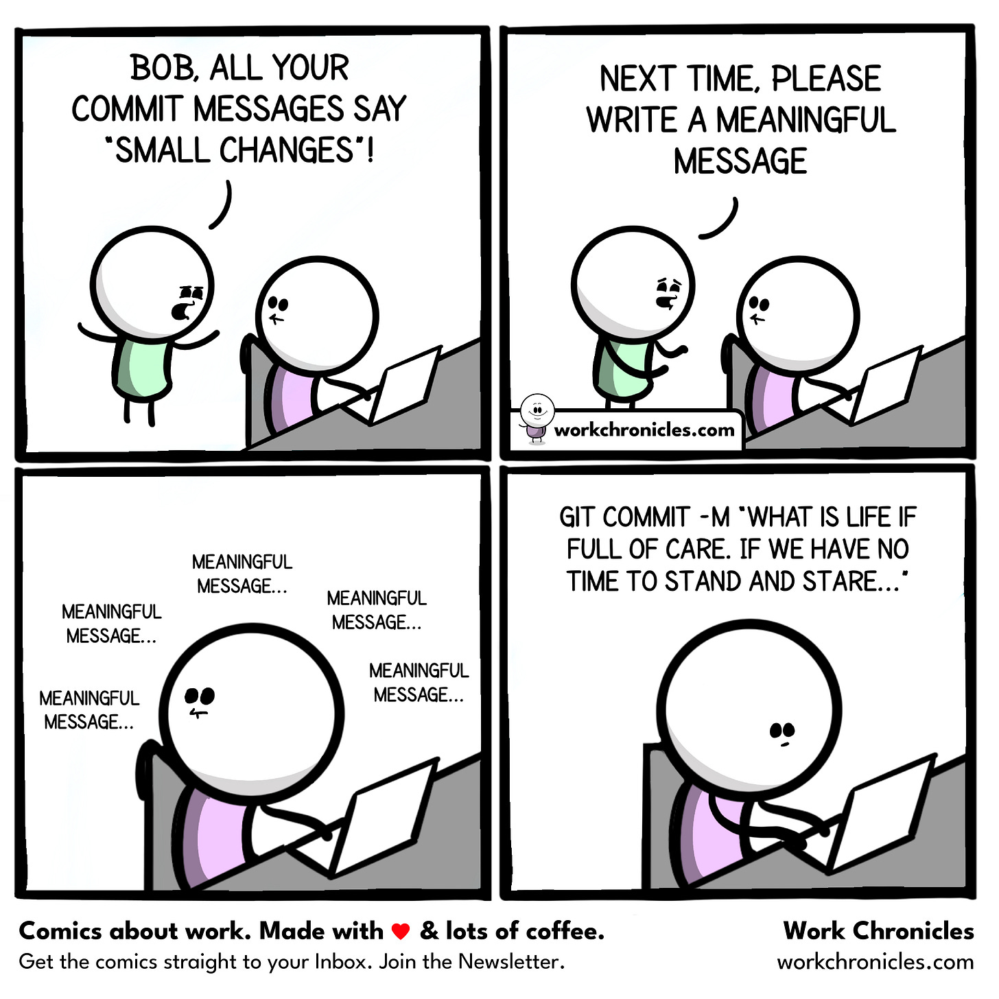 (comic) Meaningful Commit Messages - Work Chronicles