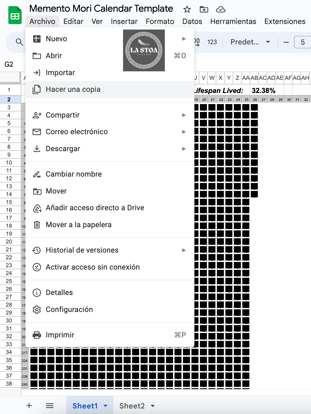 Calendario para practicar el Memento Mori - by Sebastian