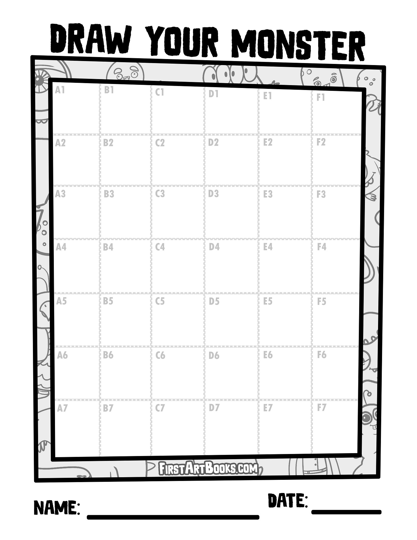 Free Activity Page: Cyclops Teddy Bear Monster Grid Drawing Exercise ...
