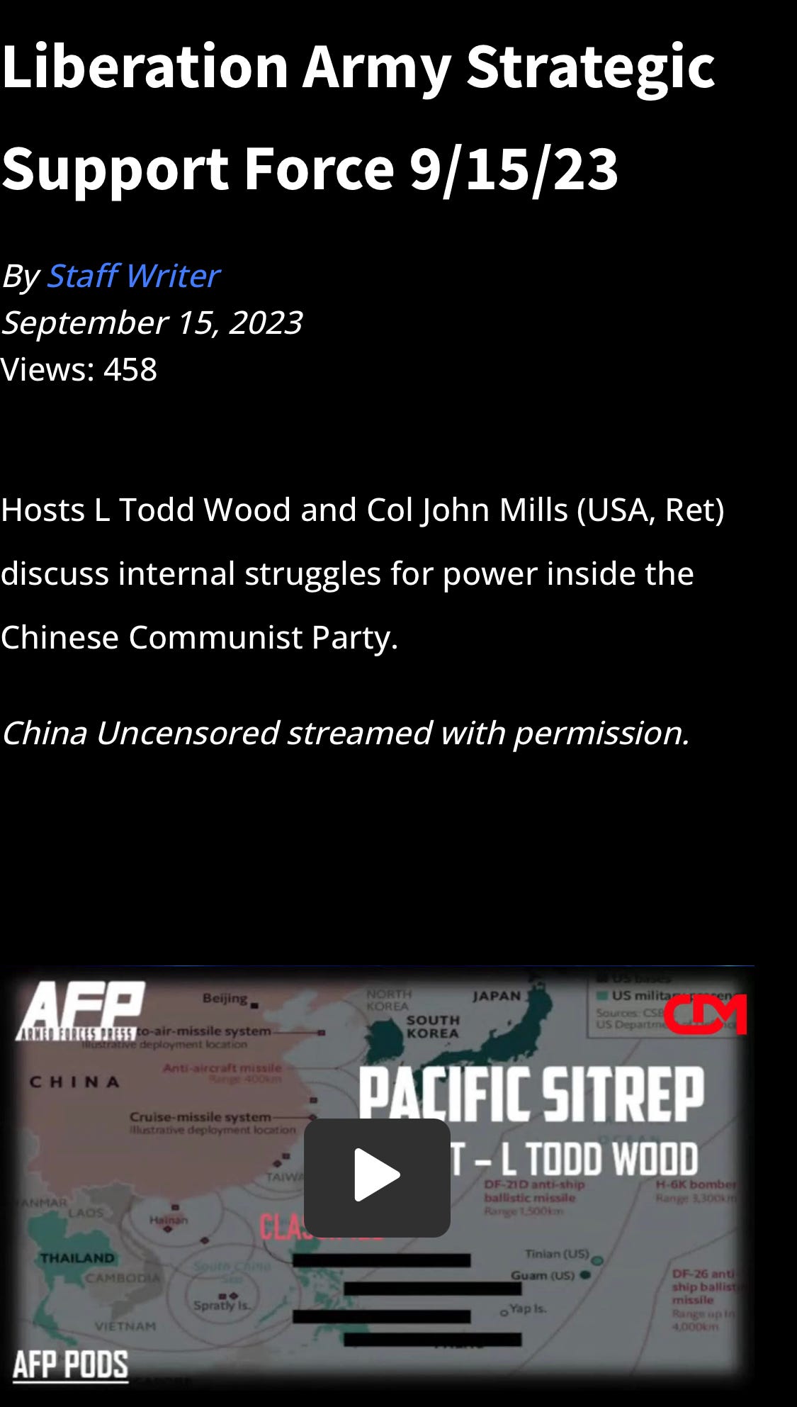 The PLA Strategic Support Force - by ColonelRETJohn Mills