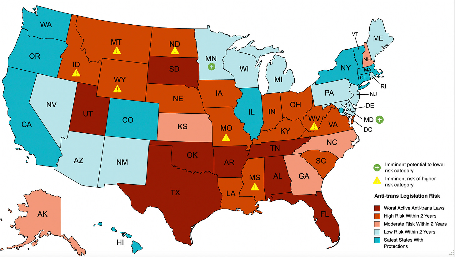First Period Anti-Trans Legislative Risk Assessment Map