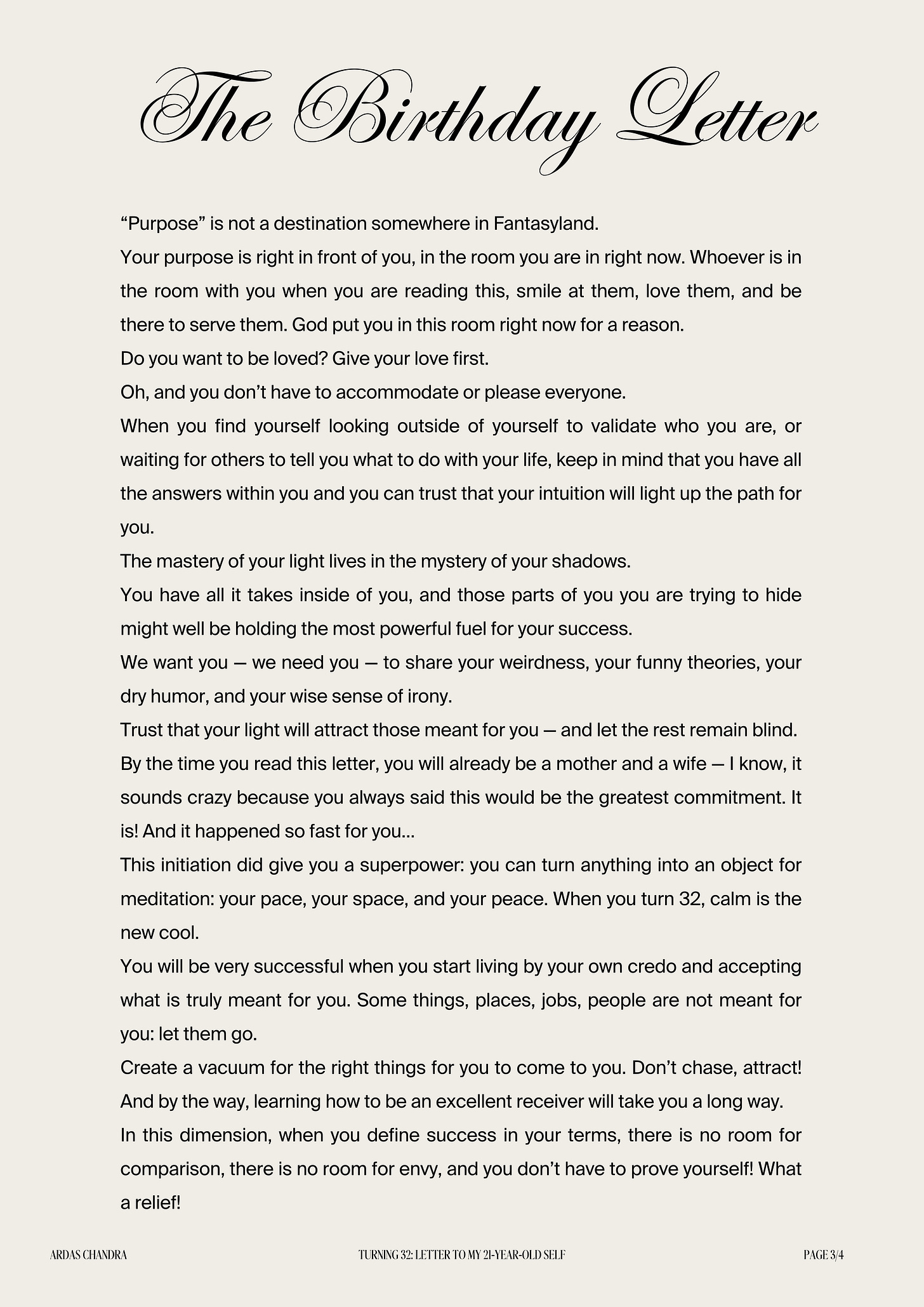 It's my birthday today, so I wrote a letter