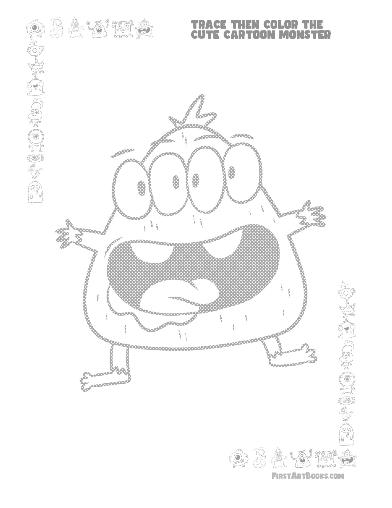 Trace & Color A Cute 4-Eyed Monster! (Free Activity Page ...