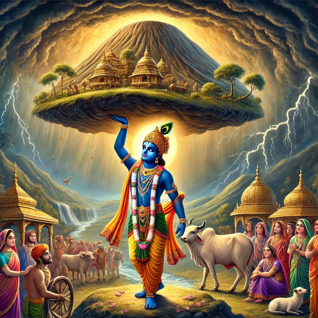 Lord Krishna’s Govardhan Hill Lift: A Tale of Divine Protection