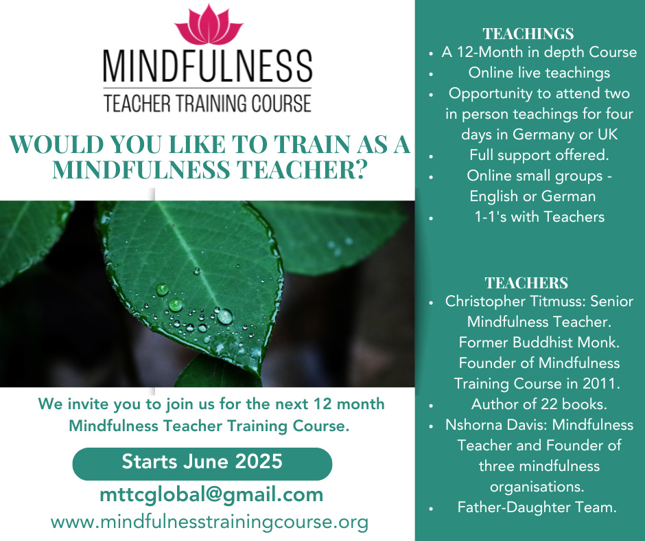 Mindfulness Teacher Training Course (MTTC). Online. June 2025 to June ...