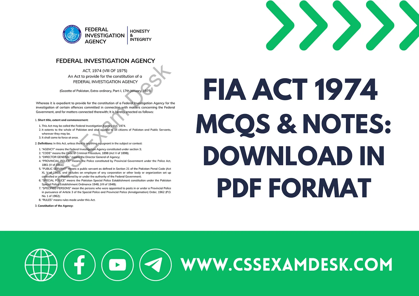 FIA Act 1974 MCQs & Notes – CSS Exam Desk