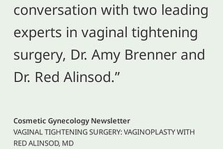 Cosmetic Gynecology Newsletter | Red Alinsod, MD | Substack