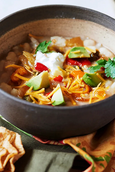 white chicken chili - by Caroline Chambers and Anne Byrn